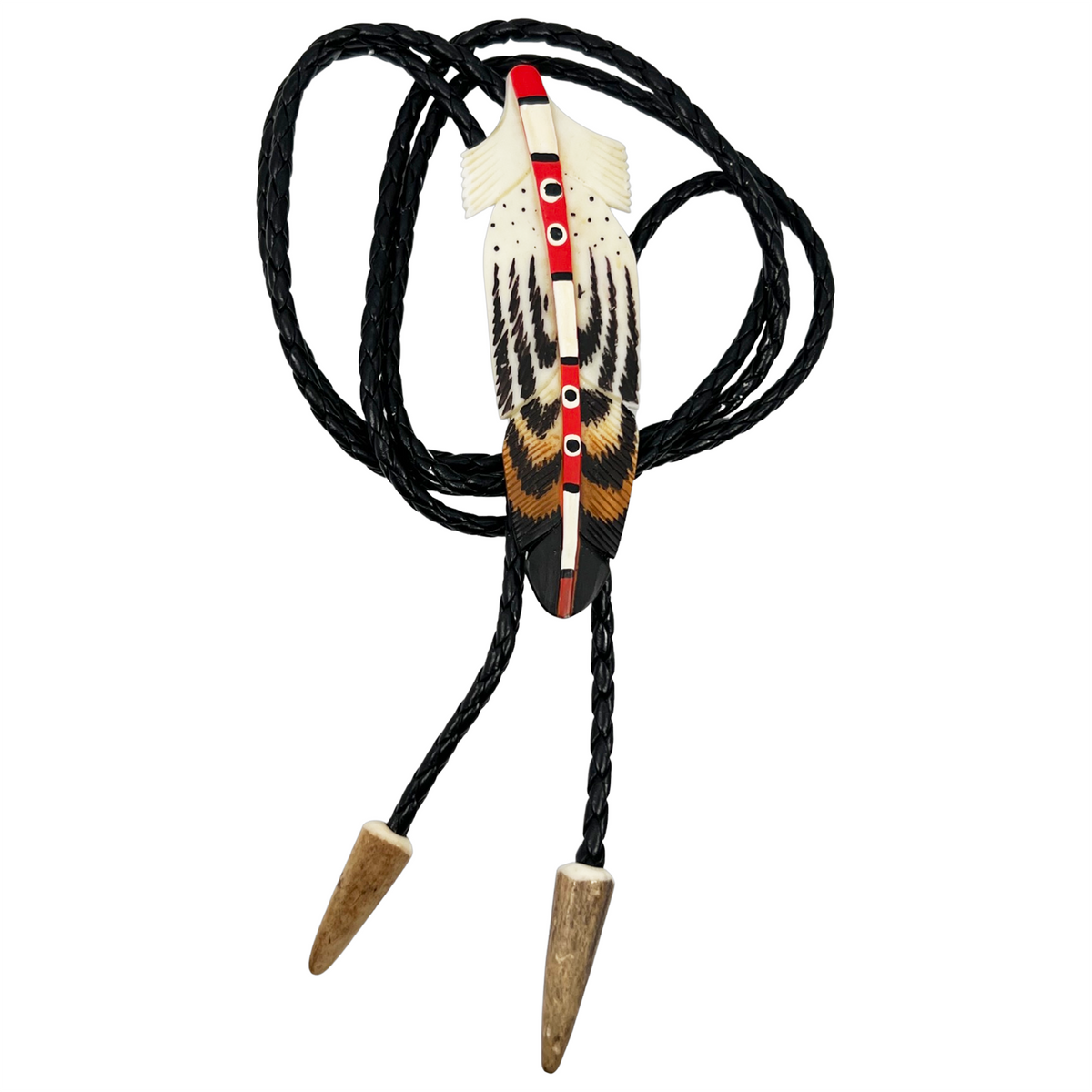 Painted Stem Feather Bolo Tie – beadandbone